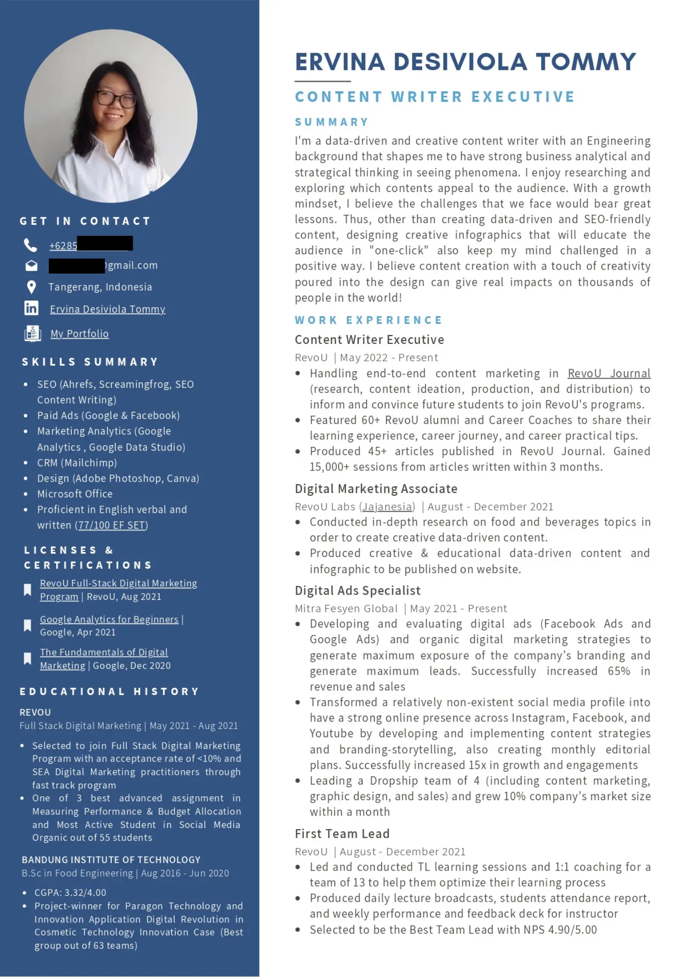 Contoh CV Content Writer yang Bisa Kamu Tiru 2023| RevoU